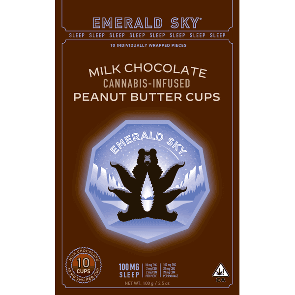 Emerald Sky Peanut Butter Cups 10ct 100mg 10:2:2 THC/CBD/CBN Sleep Milk ...